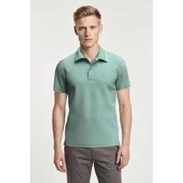 Fynch-Hatton Herren Poloshirtmint, Gr. M, kontrastfarbene Details, unifarben, Web, Obermaterial: 100% Baumwolle, Shirts, mit Logo Stickerei