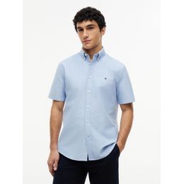 Tommy Hilfiger Herren Kurzarmhemd "HERITAGE OXFORD RF SHIRT S/S", blau, Gr. M, unifarben, Web, Obermaterial: 100% Baumwolle, Hemden, mit