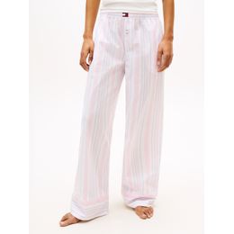 Damen Pyjamahose "POPLIN STRIPE PANTS", Tommy Hilfiger Underwear, Gr. L, rosa, Popeline, Obermaterial: 100% Baumwolle, gestreift, Hosen, mit