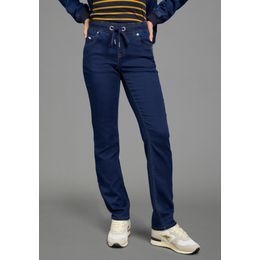 Kangaroos Damen Jogg Pants, blau, Gr. 48, Denim/Jeans, Obermaterial: 59% Baumwolle, 40% Polyester, 1% Elasthan, Jeans, mit Eingrifftaschen,