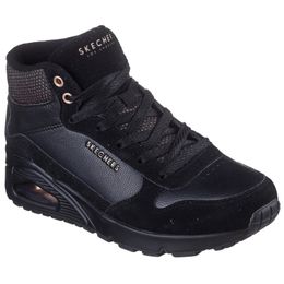 Skechers Damen Keilsneaker "UNO-STACRE SHINE", Gr. 38, schwarz, Lederimitat, Textil, Veloursleder, Schuhe, High Top Sneaker, Schn&uuml;rboots mit