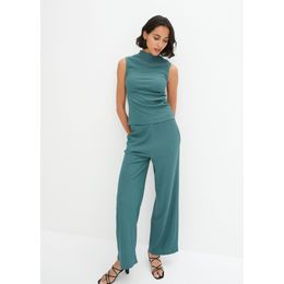 bonprix Damen Overall, gr&uuml;n, Gr. 48, Obermaterial: 98% Polyester, 2% Elasthan, Overalls, aus Crinklejersey, schmale Passform, &auml;rmellos, im 2er-Set