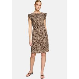Zero Damen Minikleid "Damen mit G&uuml;rtel", beige, Gr. 34, bedruckt, Jersey, Obermaterial: 100% Polyester. Futter: 5% Elasthan, 95% Polyester, Kleider,