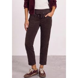 Street One Damen Stoffhose, braun, Gr. 42, unifarben, Web, 98% Baumwolle, 2% Elasthan, Hosen, in Cord-Optik