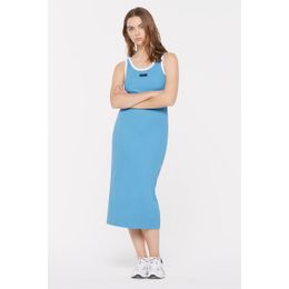 Harlem Soul Damen Sommerkleid, blau, Gr. L, bestickt, Single Jersey, Material: 97% Baumwolle, 3% Elasthan, Kleider, mit Baumwolle
