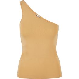Urban Classics Damen Yoga & Relax Shirt "Urban Classics Damen Ladies Asymmetric Top"paleorange, Gr. L, unifarben, 95% Baumwolle, 5% Elasthan, Shirts