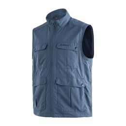 Maier Sports Herren Funktionsweste "Valdemar", blau, Gr. 54, 100% Polyamid, Westen, Herren Weste mit mehreren Taschen, atmungsaktive Outdoorweste,