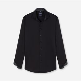 OLYMP Herren Langarmhemd "No. Six", schwarz, Gr. 38, unifarben, Web, Obermaterial: 100% Baumwolle, Hemden, Businesshemd, Kentkragen, b&uuml;gelfrei