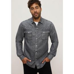 Bruno Banani Herren Jeanshemd &raquo;schmal geschnitten&laquo; schmale Basic-Passform, aus Baumwolle in Denim-Jeans-Qualit&auml;t grau S, N-Gr