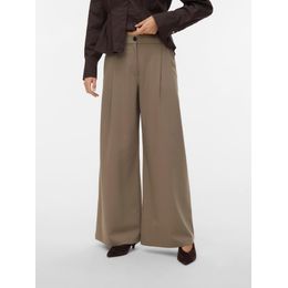 V&eacute;ro Moda VERO MODA Damen Anzughose "VMSTELLA MW WIDE PLEAT PANT NOOS", beige, Gr. 38, unifarben, Web, Obermaterial: 67% Polyester, 29% Viskose, 4% Elasthan,