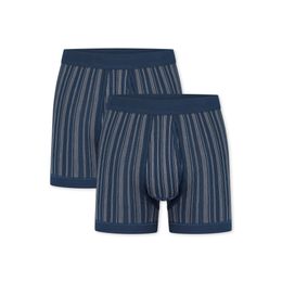 Schiesser Herren Boxershorts "Original Classics", Gr. 6, blau, Feinripp, Obermaterial: 100% Baumwolle, Unterhosen, mit Eingriff, gestreift