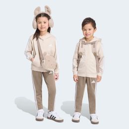 Jungen Trainingsanzug "ESSENTIALS KIDS", beige, Gr. 110, adidas Sportswear, Obermaterial: 100% Polyester, Sportanz&uuml;ge, mit 3-Streifen, aus weichem