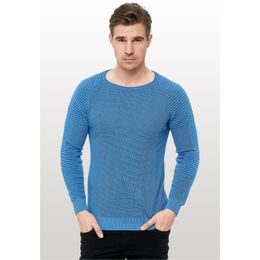 Rusty Neal Herren Strickpullover, blau, Gr. M, unifarben, 50% Polyacryl, 50% Baumwolle, Pullover, mit modernem Rundhalsausschnitt