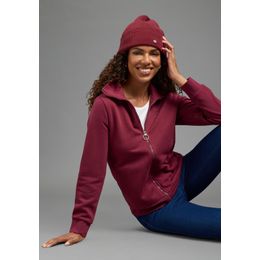 Damen Sweatjacke, rot, Gr. 44, OCEAN SPORTSWEAR, unifarben, angeraute Sweatware, Obermaterial: 60% Baumwolle, 40% Polyester. B&uuml;ndchen: 95% Baumwolle,