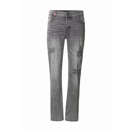 2Y Premium Herren Bequeme Jeans "2Y Premium 2Y MATEO DESTROYED SLIM FIT JEANS", grau, Gr. 32, unifarben, 98% Baumwolle, 2% Elasthan, Jeans