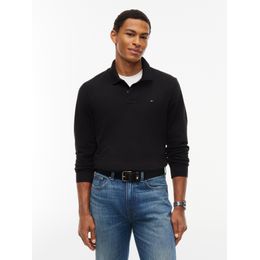 Tommy Jeans Herren Langarm-Poloshirt "REGULAR POLO", schwarz, Gr. XXL, unifarben, Jersey, Obermaterial: 100% Baumwolle, Shirts, Regular fit mit