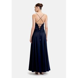 Vera Mont Damen Abendkleid "Damen mit Wasserfallausschnitt", blau, Gr. 46, Satin, Obermaterial: 97% Polyester, 3% Elasthan. Futter: 100% Polyester,