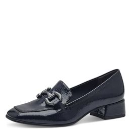 Tamaris Damen Slipper, Gr. 37, blau, Lacksynthetik, unifarben, Schuhe, Blockabsatz, Slipper, Businessschuh mit modischer Zierspange