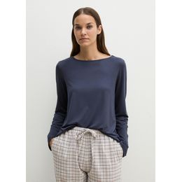 Marc O'Polo MARC O'POLO Damen Pyjamaoberteil, Gr. XS, blau, Jersey, Obermaterial: 92% Modal, 8% Elasthan, Shirts