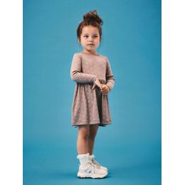name it M&auml;dchen Strickkleid "NMFLONA LS DRESS"taupe gray, Gr. 110, bedruckt, Strick, Obermaterial: 57% Baumwolle, 38% Modal, 5% Elasthan, Kleider,