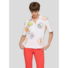 Rabe Damen Print-Shirt "T-Shirt", wei&szlig;, Gr. 46, gebl&uuml;mt, 95% Baumwolle, 5% Elasthan, Shirts