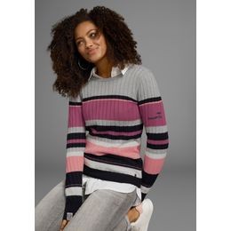 Kangaroos Damen Rundhalspullover, bunt, Gr. 32, gestreift, meliert, Rippstrick, Obermaterial: 70% Baumwolle, 30% Polyacryl, Pullover, im sportivem