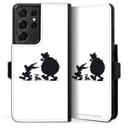 DeinDesign Galaxy S21 Ultra 5G Handy Klapph&uuml;lle Handyh&uuml;lle aus Kunst Leder schwarz Flip Case Official Licensed Product Obelix Asterix Sideflip mit Lasche
