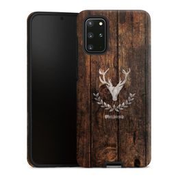 DeinDesign Galaxy S20 Plus Handy Panzer Handyh&uuml;lle robuste Outdoor H&uuml;lle Schutzh&uuml;lle matt Wooden Look Deer Wood Tough Case