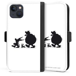 DeinDesign iPhone 13 Handy Klapph&uuml;lle Handyh&uuml;lle aus Kunst Leder schwarz Flip Case Official Licensed Product Obelix Asterix Sideflip mit Lasche