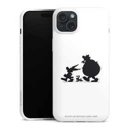 DeinDesign iPhone 15 Plus Handy Silikon H&uuml;lle Case wei&szlig; Handyh&uuml;lle Official Licensed Product Obelix Asterix Silikon Case