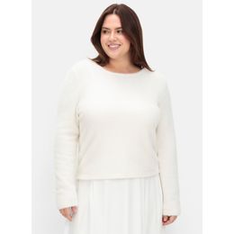 sheego Gro&szlig;e Gr&ouml;&szlig;en Pullover mit tiefem V-Ausschnitt hinten, offwhite, Gr&ouml;&szlig;e 52/54 - Damen
