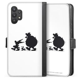DeinDesign Galaxy A32 4G Handy Klapph&uuml;lle Handyh&uuml;lle aus Kunst Leder schwarz Flip Case Official Licensed Product Obelix Asterix Sideflip mit Lasche