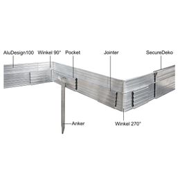 20er Set Ultra Starke Alu Rasenkanten 24cm x 1m (20m lang) | Beeteinfassung | Beetumrandung | Beetbegrenzungen