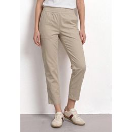 Street One Damen Stoffhose, beige, Gr. 42, unifarben, Web, 66% Baumwolle, 30% Polyester, 4% Elasthan, Hosen, im elastischen Materialmix
