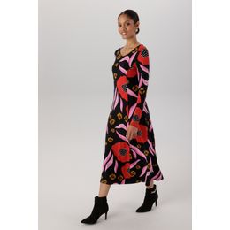 Damen Midikleid, bunt, Gr. 42, Aniston SELECTED, bedruckt, gebl&uuml;mt, gemustert, Jersey, Obermaterial: 95% Viskose, 5% Elasthan, Kleider, in leichter