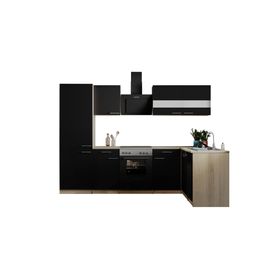 respekta Winkelk&uuml;che 'Merle' mit E-Ger&auml;ten schwarz/eichefarben 280 cm