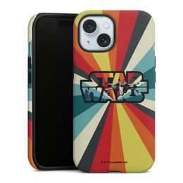 DeinDesign iPhone 15 Handy Panzer Handyh&uuml;lle robuste Outdoor H&uuml;lle Schutzh&uuml;lle matt Retro Merchandise Star Wars Tough Case