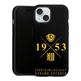 DeinDesign iPhone 15 Handy Panzer Handyh&uuml;lle robuste Outdoor H&uuml;lle Schutzh&uuml;lle matt Official Licensed Product Sgd Sg Dynamo Dresden Tough Case