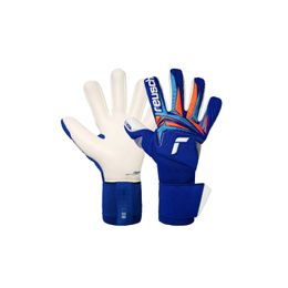 Reusch Damen Torwarthandschuhe "Attrakt Gold X NC Gravity", blau, Gr. 9,5, 56% Latex, 35% Polyester, 3% Lederimitat, 3% Polyamid, Handschuhe, mit