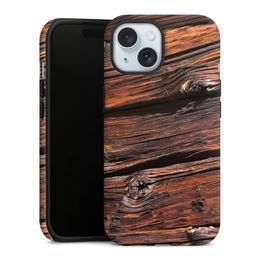 DeinDesign iPhone 15 Handy Panzer Handyh&uuml;lle robuste Outdoor H&uuml;lle Schutzh&uuml;lle matt Beams Wood Wooden Look Tough Case