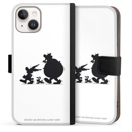 DeinDesign iPhone 14 Handy Klapph&uuml;lle Handyh&uuml;lle aus Kunst Leder schwarz Flip Case Official Licensed Product Obelix Asterix Sideflip mit Lasche