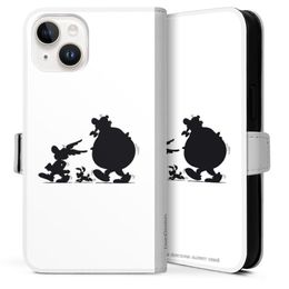 DeinDesign iPhone 14 Handy Klapph&uuml;lle Handyh&uuml;lle aus Kunst Leder wei&szlig; Flip Case Official Licensed Product Obelix Asterix Sideflip mit Lasche