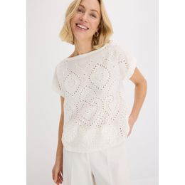 bonprix Damen T-Shirt, wei&szlig;, Gr. 44, Obermaterial: 100% Baumwolle. Obermaterial 2: 95% Viskose, 5% Elasthan, Shirts, Oversize-Passform, mit