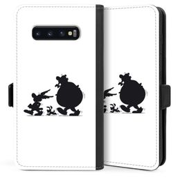 DeinDesign Galaxy S10 Plus Handy Klapph&uuml;lle Handyh&uuml;lle aus Kunst Leder schwarz Flip Case Official Licensed Product Obelix Asterix Sideflip mit Lasche