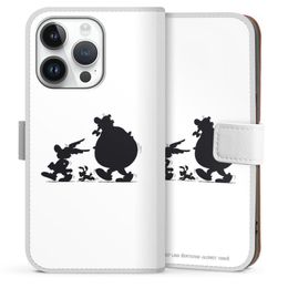 DeinDesign iPhone 14 Pro Handy Klapph&uuml;lle Handyh&uuml;lle aus Kunst Leder wei&szlig; Flip Case Official Licensed Product Obelix Asterix Sideflip mit Lasche