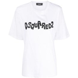 Dsquared2 Kontrast-markenlogo Wei&szlig;es T-shirt