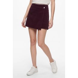 Only Damen Cordrock "ONLZEVA HW CORD WRAP SKORT CC PNT", lila, Gr. XS, unifarben, Cord, Obermaterial: 99% Baumwolle, 1% Elasthan, R&ouml;cke,
