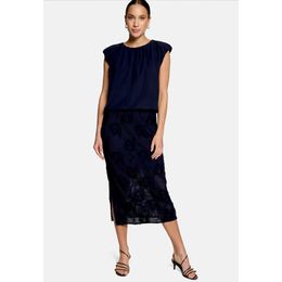 Zero Damen Midirock "Damen mit elastischem Bund", blau, Gr. 44, unifarben, Obermaterial: 90% Polyester, 10% Elasthan. Futter: 50% Viskose, 50%