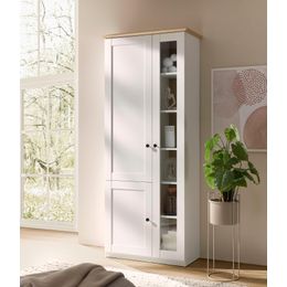 Vitrine OTTO HOME, B:84cm H:200cm T:38cmwei&szlig; matt, eiche ge&ouml;lt dekor, FSC-zertifizierter Holzwerkstoff, Wohnzimmer, Schr&auml;nke, "Brest, Standvitrine im