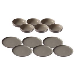 Ritzenhoff & Breker Geschirr-Set "Teller und Schalenset Jasper 12er Set", 12, grau, RITZENHOFF & BREKER, Geschirr-Sets, Sp&uuml;lmaschinengeeignet